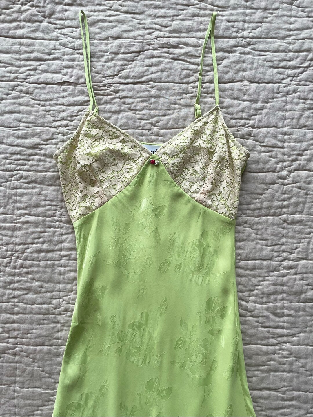 Original Rouje Green Rose Slip Dress - Etsy