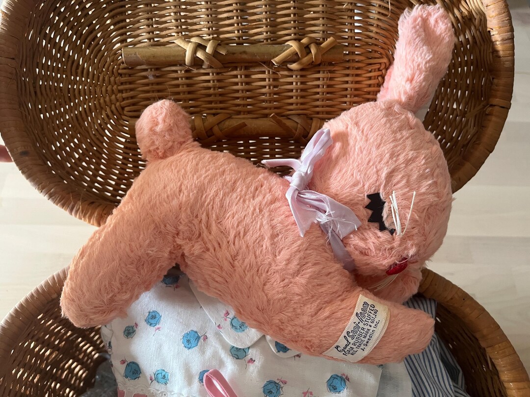 Vintage GUND Pink Bunny Sleeping Plush Stuffed Toy RARE - Etsy