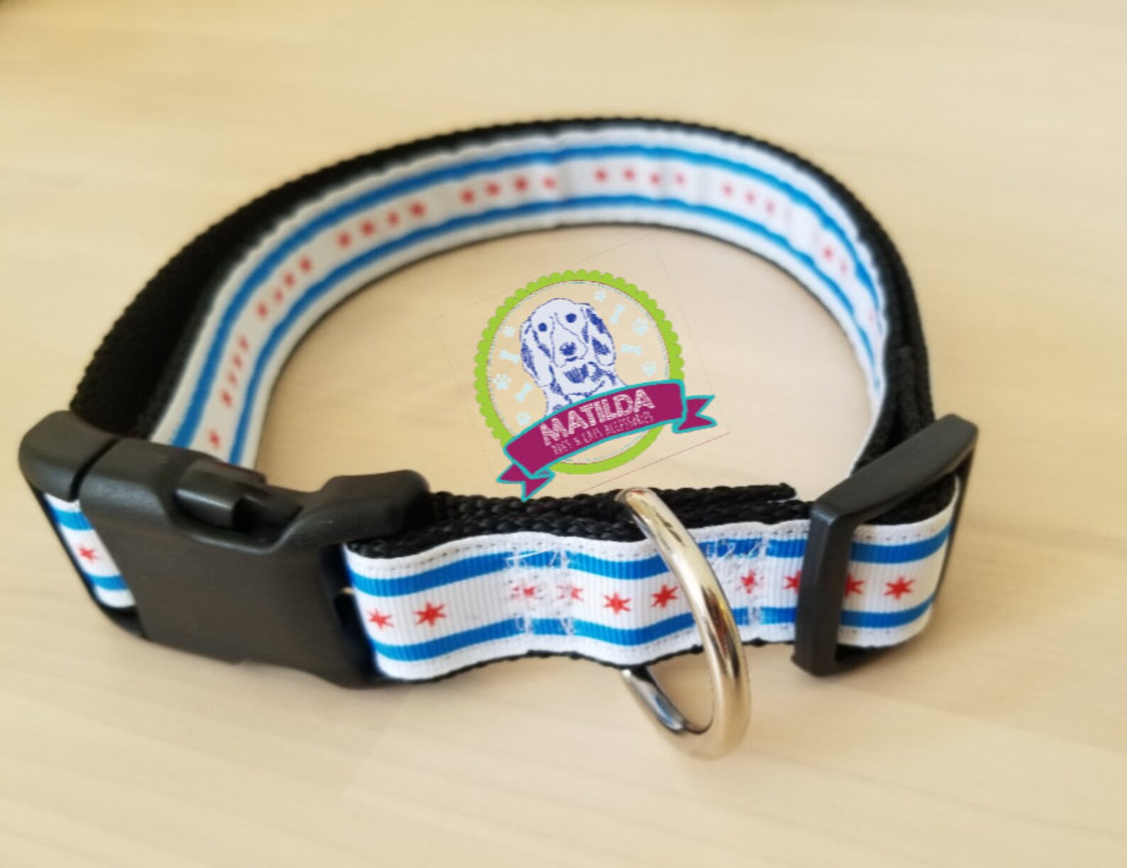Chicago Flag Dog Collar, Adjustable Chicago Flag Collar, Chicago Flag ...