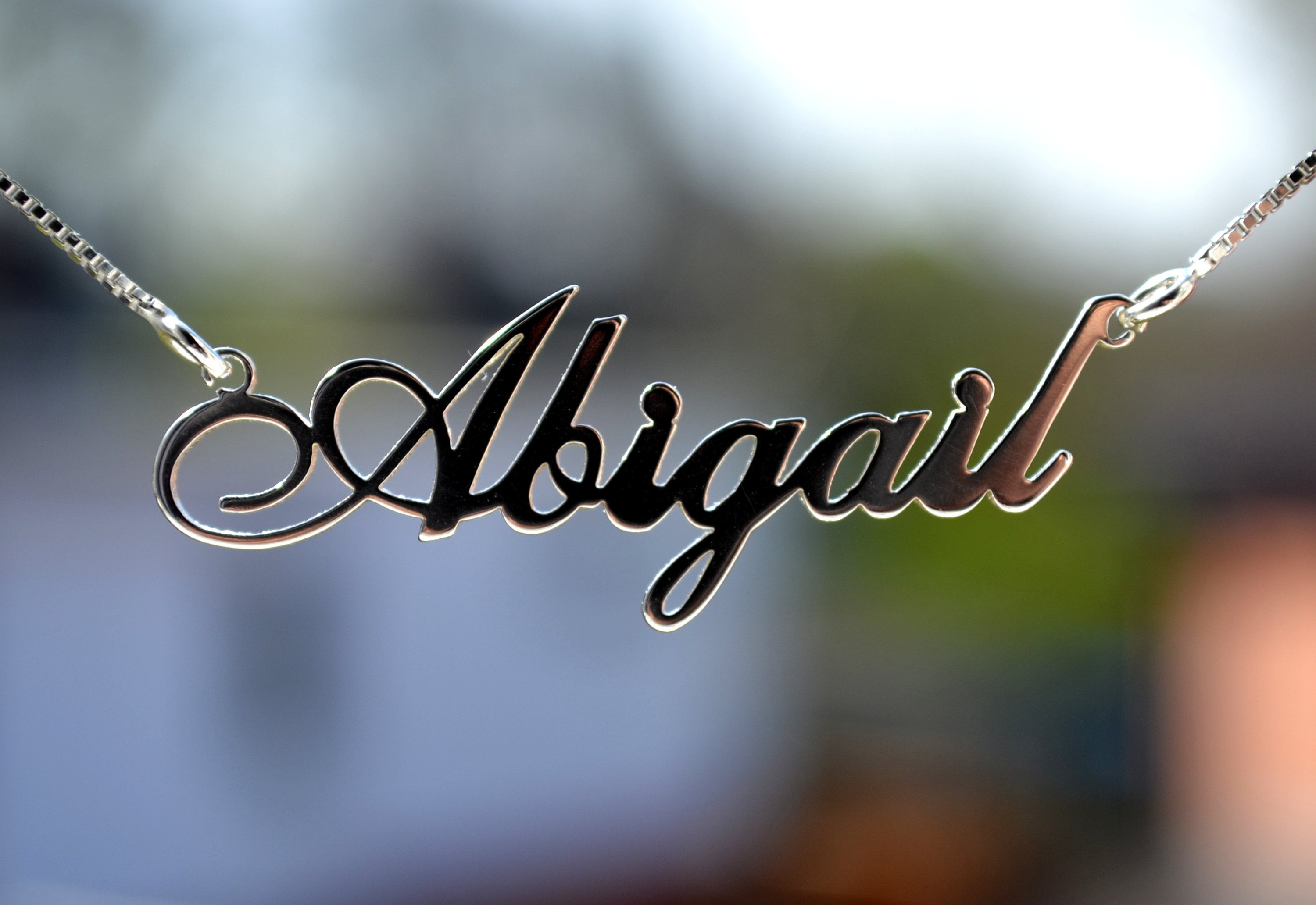 Sterling Silver 925 Personalised Carrie Font Name Necklace Box - Etsy UK