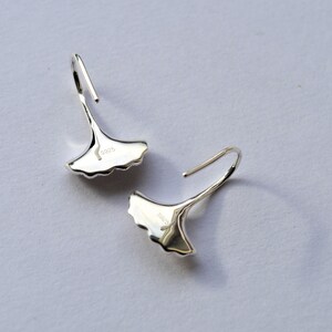 925 Sterling Silver Ginko Leaf Hookwire Drop Earrings - Etsy