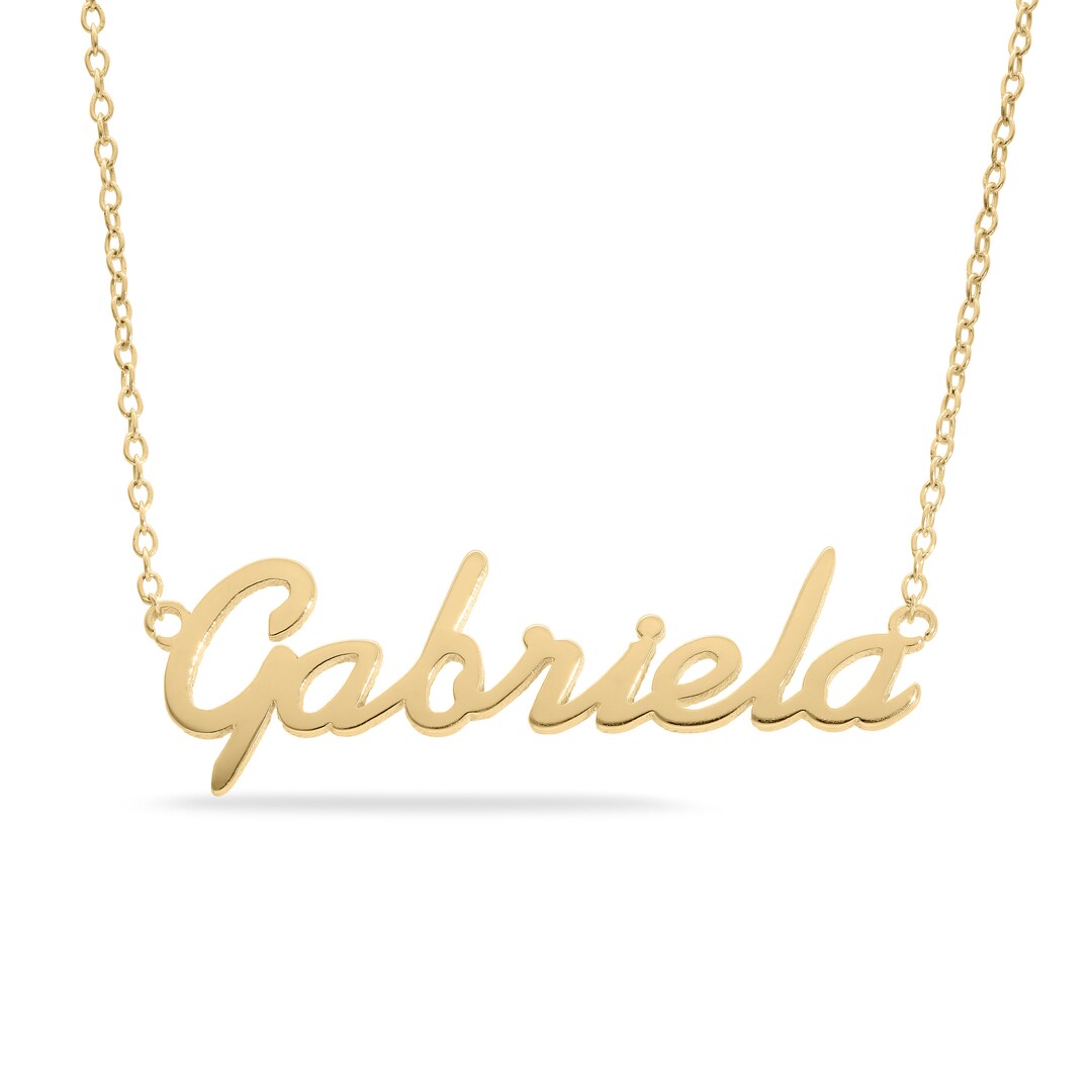 10ct Yellow Gold Personalised Script Font Name Necklace Multiple Length ...