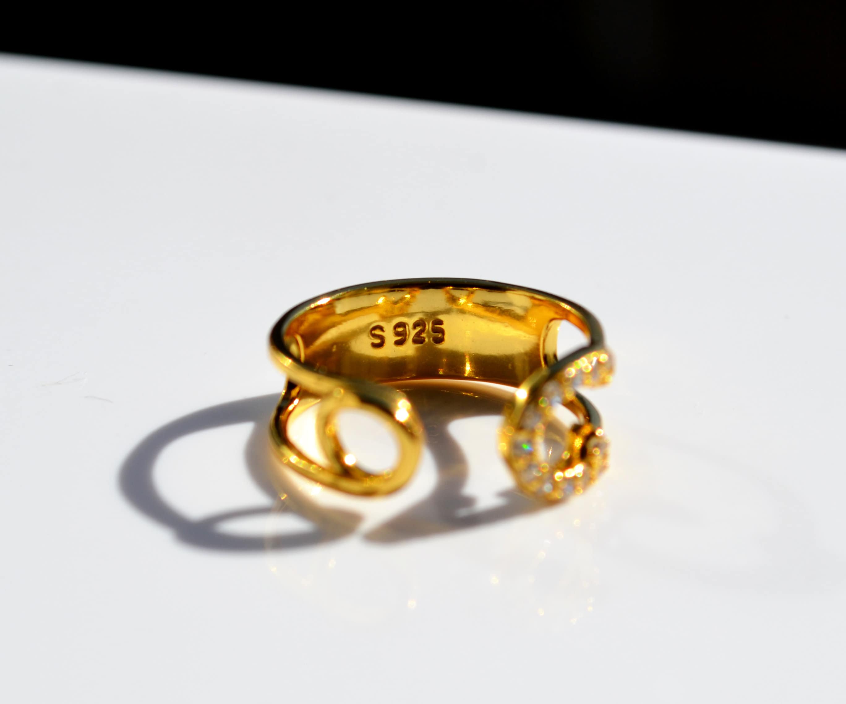 Sterling Silver 925 Yellow Gold Plated CZ Set Safety Pin Paper Clip ...