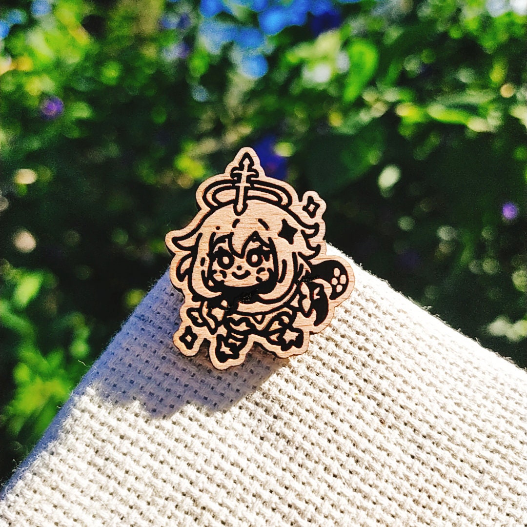 Paimon Wood Pin Genshin Impact Pin Laser Etched Wood Pin - Etsy
