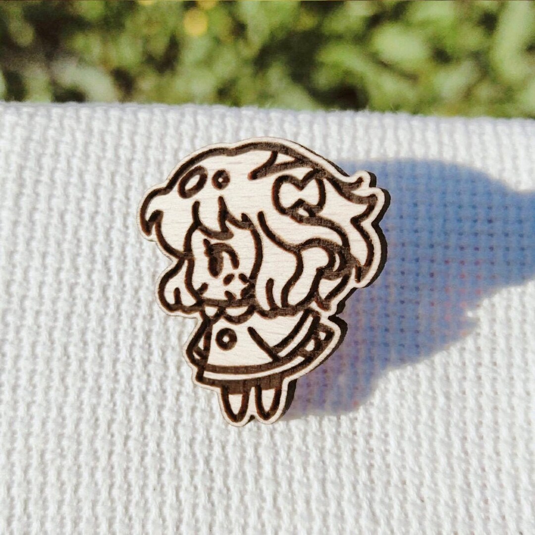 Kawaii Girl Pin ~ Cute Girl Pin ~ Laser Etched Wood Pin | Laser Cut ...