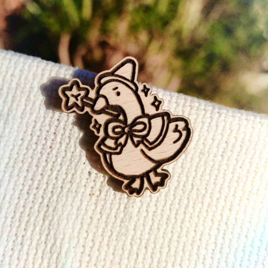 Wizard Goose Pin ~ Untitled Goose Game Pin ~ Laser Etched Wood Pin ...