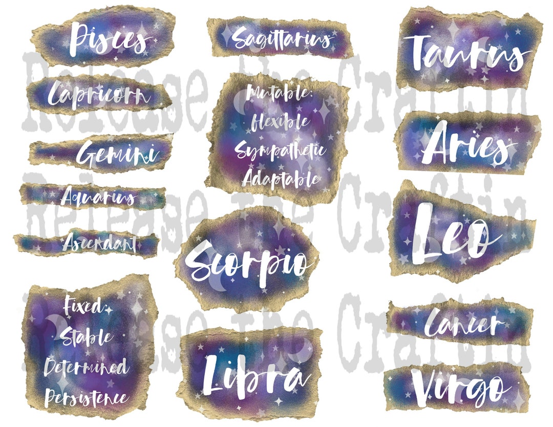 Astrology Words Printable – Zodiac Journal Embellishments (digital ...