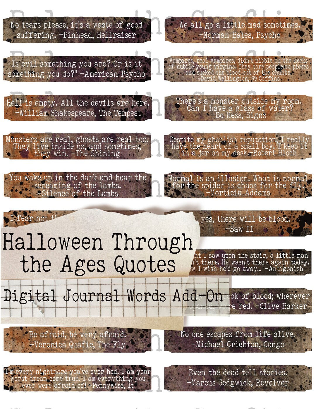 Halloween Through the Ages Quotes - Word Sheet- Printable Journal ...