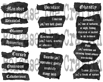 Vampire Word Sheet Gothic Words Dracula Printable Journal Embellishment ...
