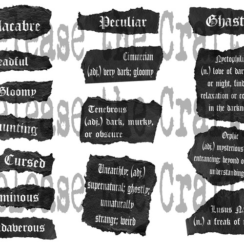 Vampire Word Sheet Gothic Words Dracula Printable Journal - Etsy