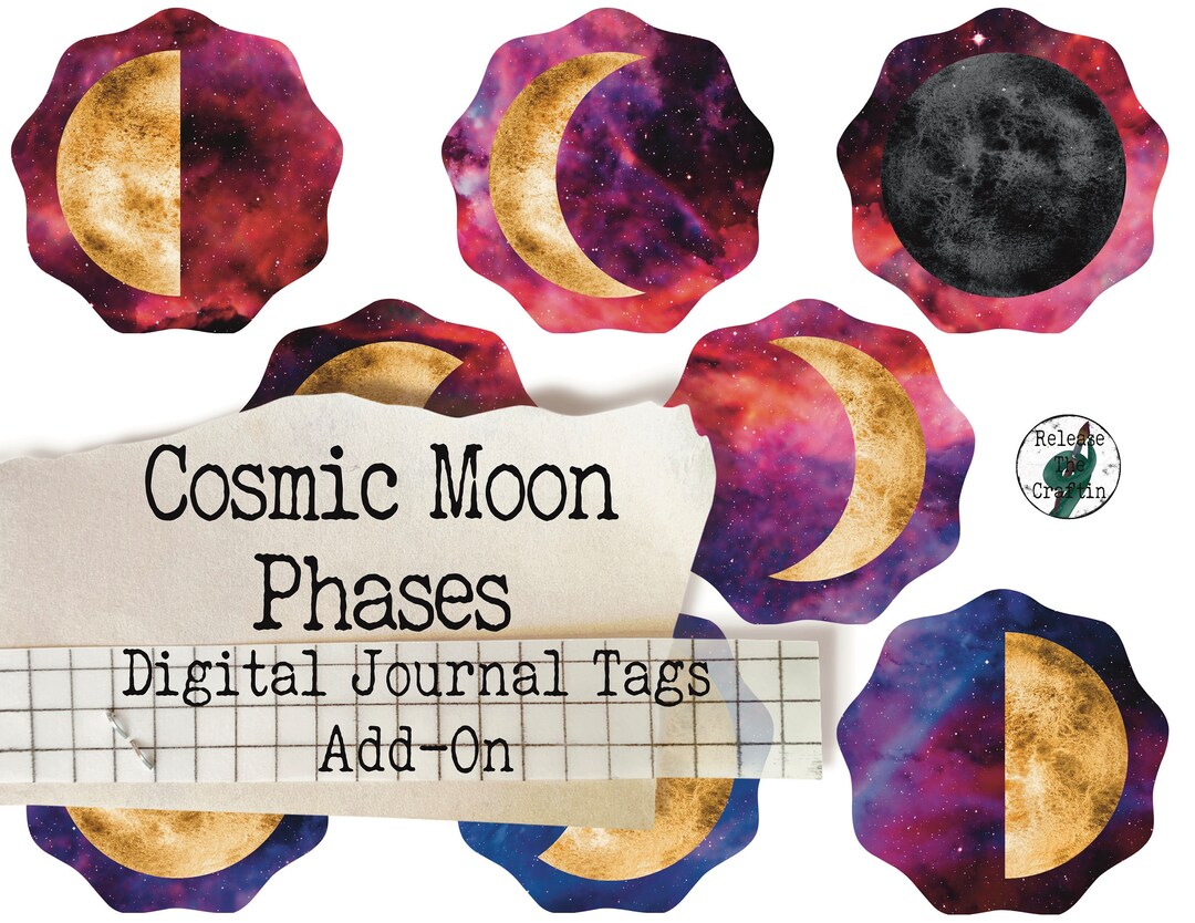 Cosmic Moon Phases - Ephemera - Printable Journal Embellishment ...