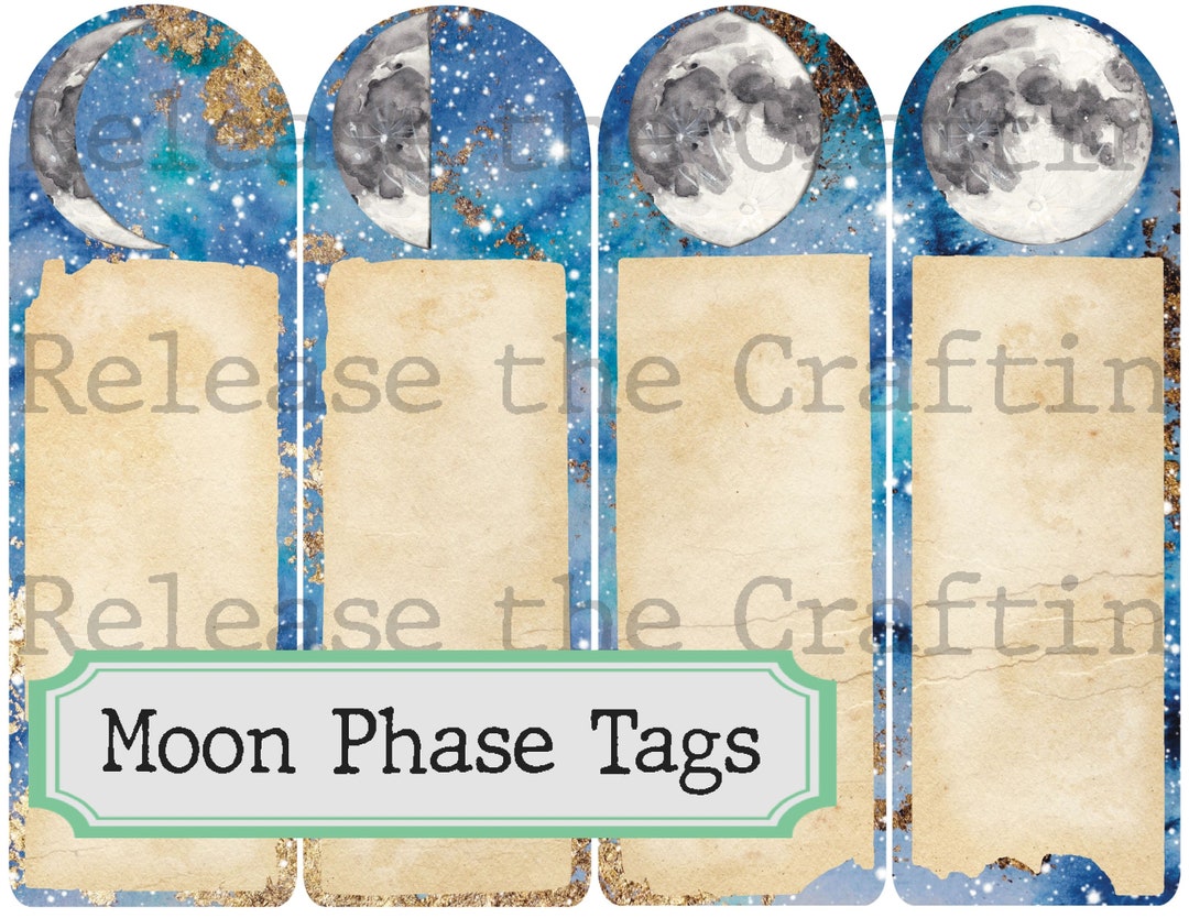 Moon Phase Journal Tags - Printable Witchcraft Grimoire (digital ...