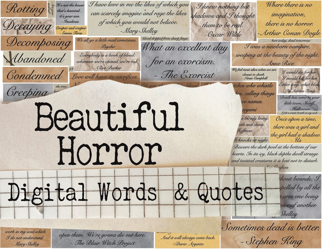 Beautiful Horror - Creepy Words - Printable Journal Embellishment ...