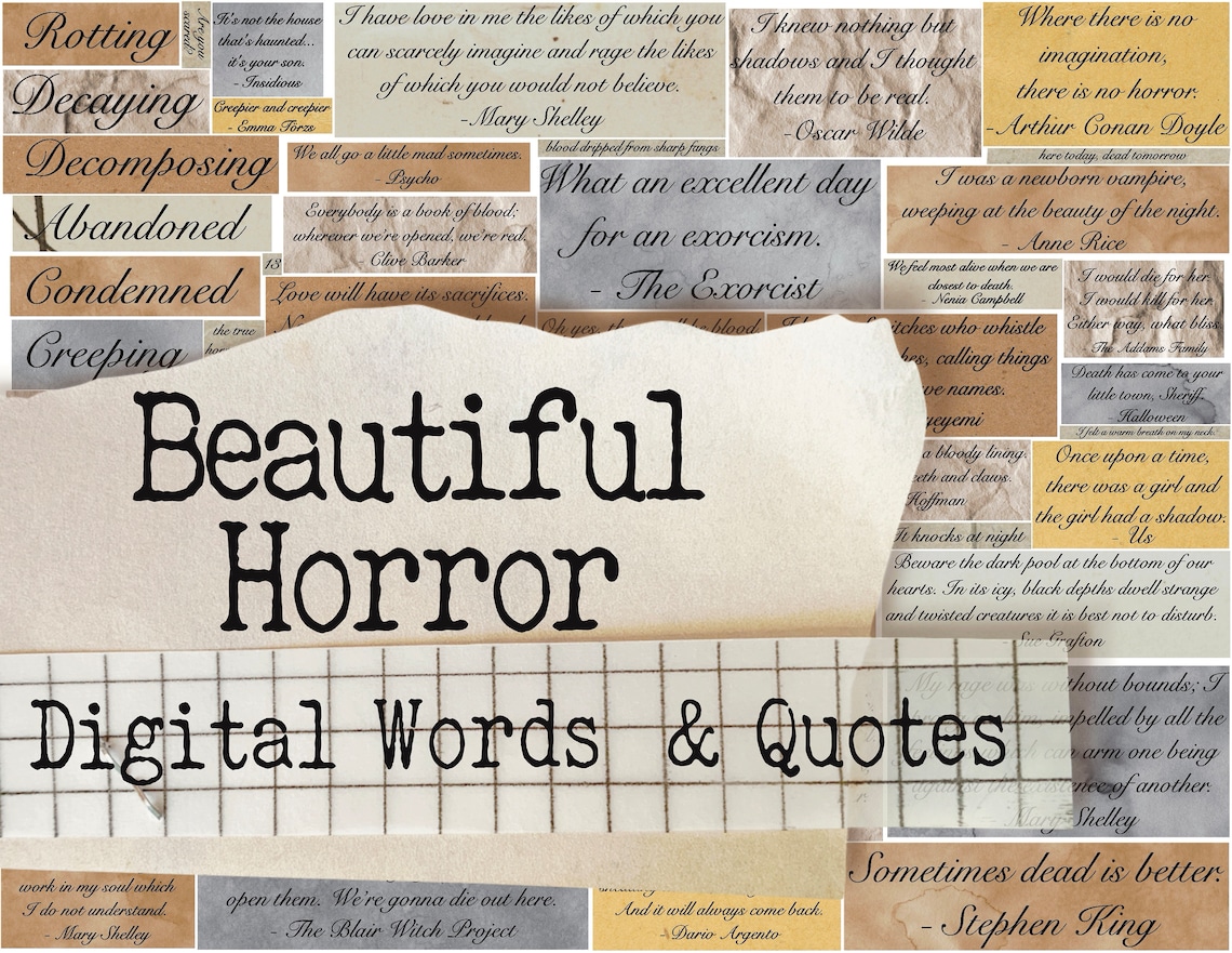 Creepy Horror Words Printable – Journal Embellishments (digital ...