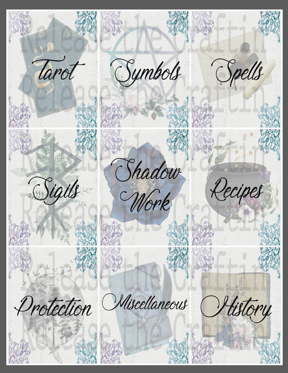 Book of Shadows Cover Pages – Printable Grimoire, Witchcraft (digital ...