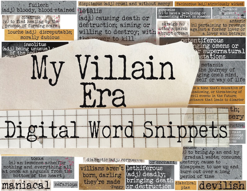 My Villain Era Word Sheet - Printable Journal Embellishment ...