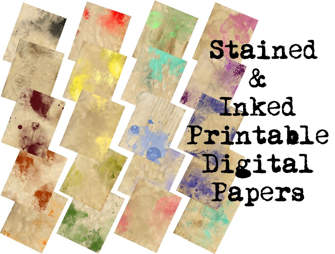 Stained and Inked Paper - Printable Paper Pack- Instant Download ...
