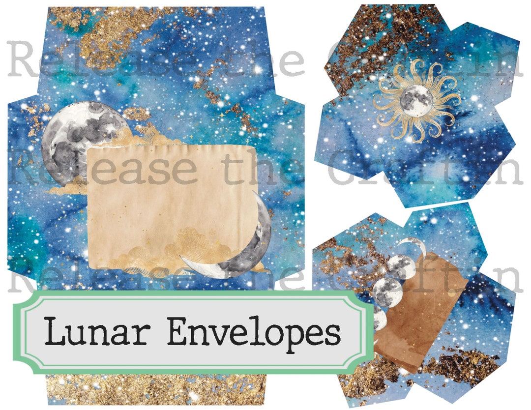 Printable Lunar Envelopes – Moon Phase Journal Embellishment (digital ...