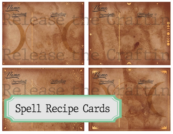 Spell Recipe Cards Printable Journal Embellishment Book of | Etsy
