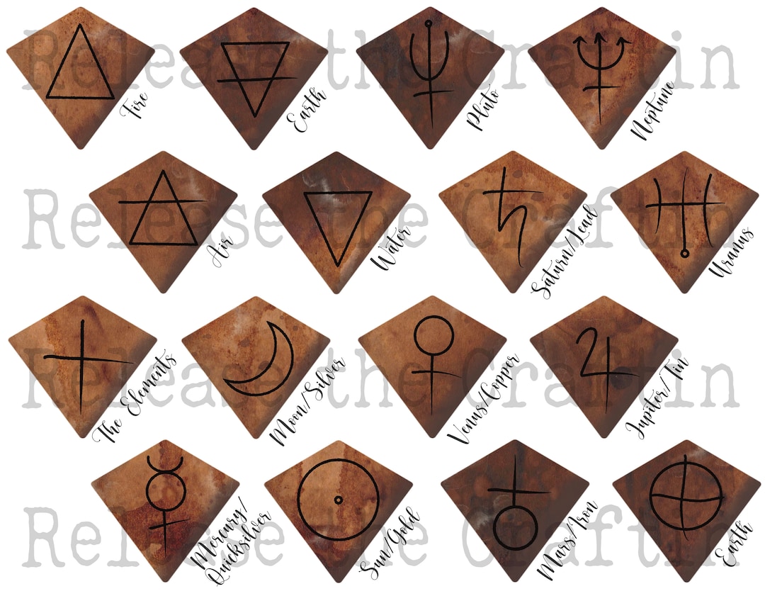 Alchemy Symbols Printable – Grimoire, Scrapbooking Embellishments ...