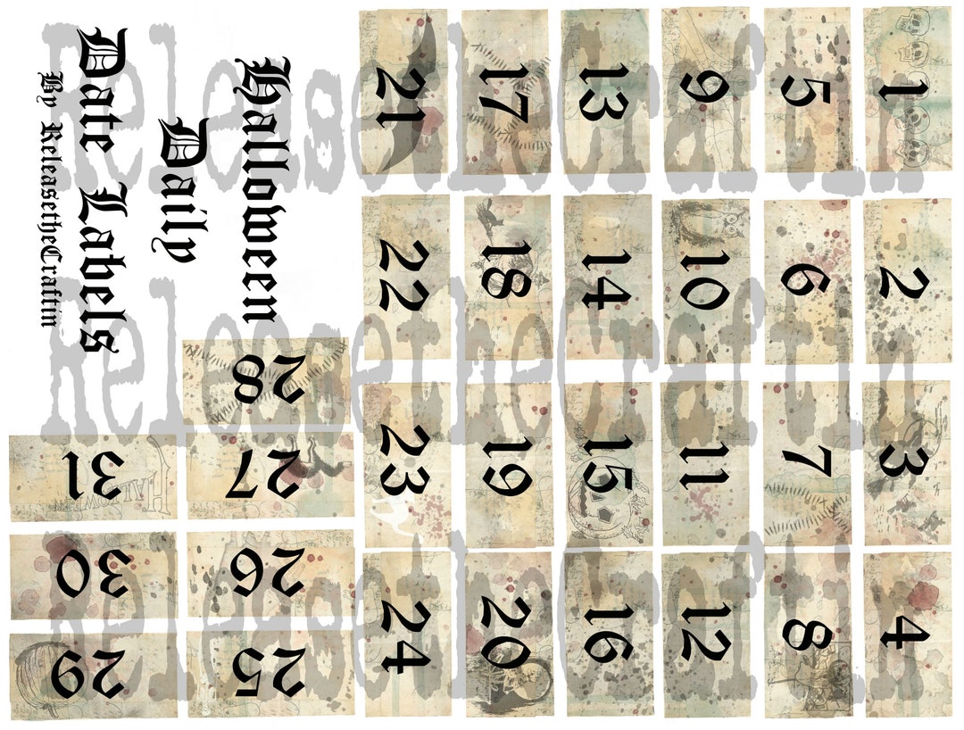 Halloween Countdown Numbers – Printable October Daily Embellishments ...