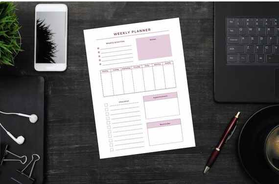 Minimalist Weekly Planner Printable Instant Download Daily - Etsy