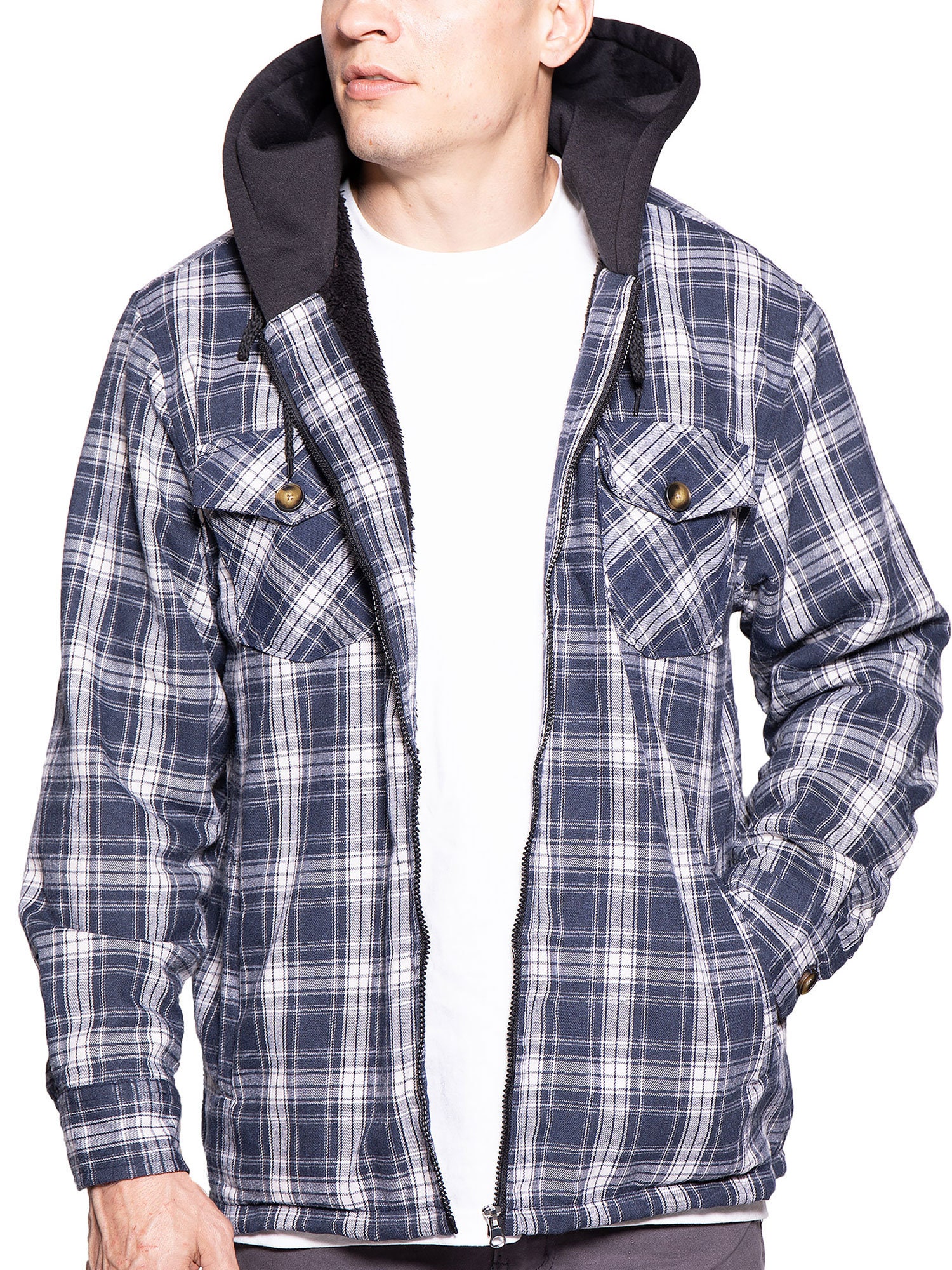 Visive Mens Heavy Flannel Shirt Jacket for Mens Big and Tall Zip up ...