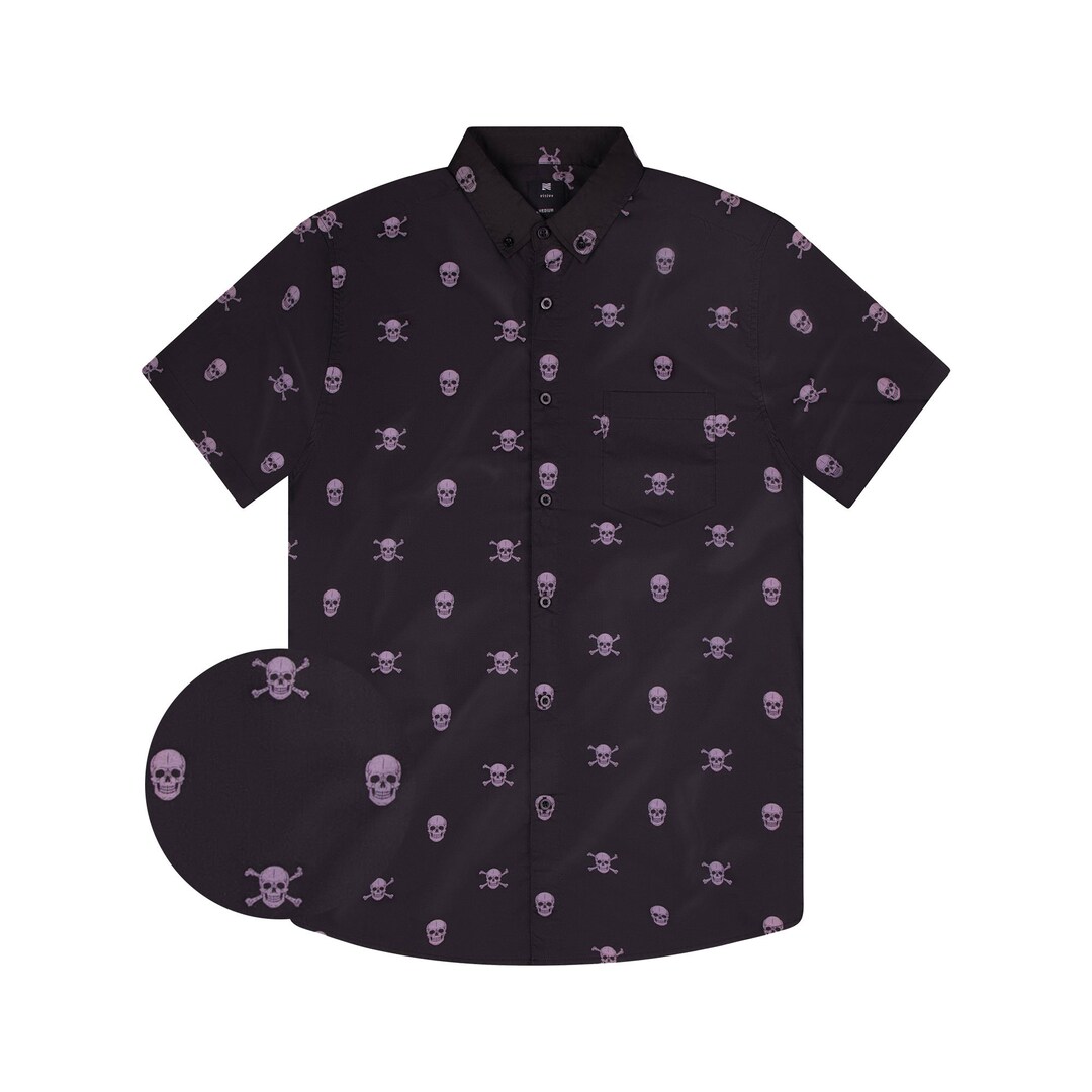 Skull & Crossbones Button Down - Mens Printed Shirt , Skeleton Printed ...