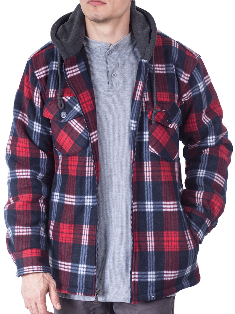 Visive Mens Heavy Flannel Shirt Jacket for Mens Big and Tall Zip up ...