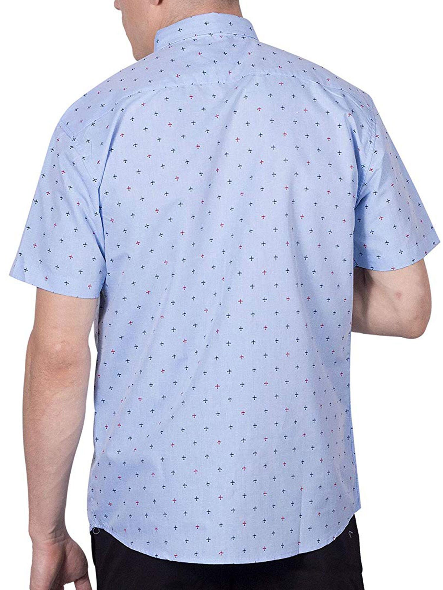 Fun Shirt for Mens Button-up, Blue Airplane Button Down Short Sleeve ...