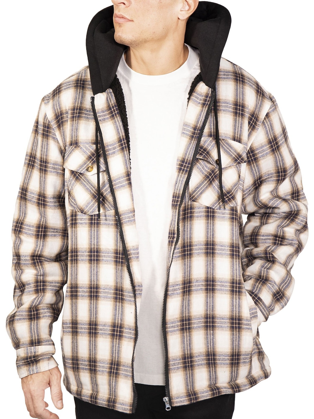Visive Mens Heavy Flannel Shirt Jacket for Mens Big and Tall Zip up ...