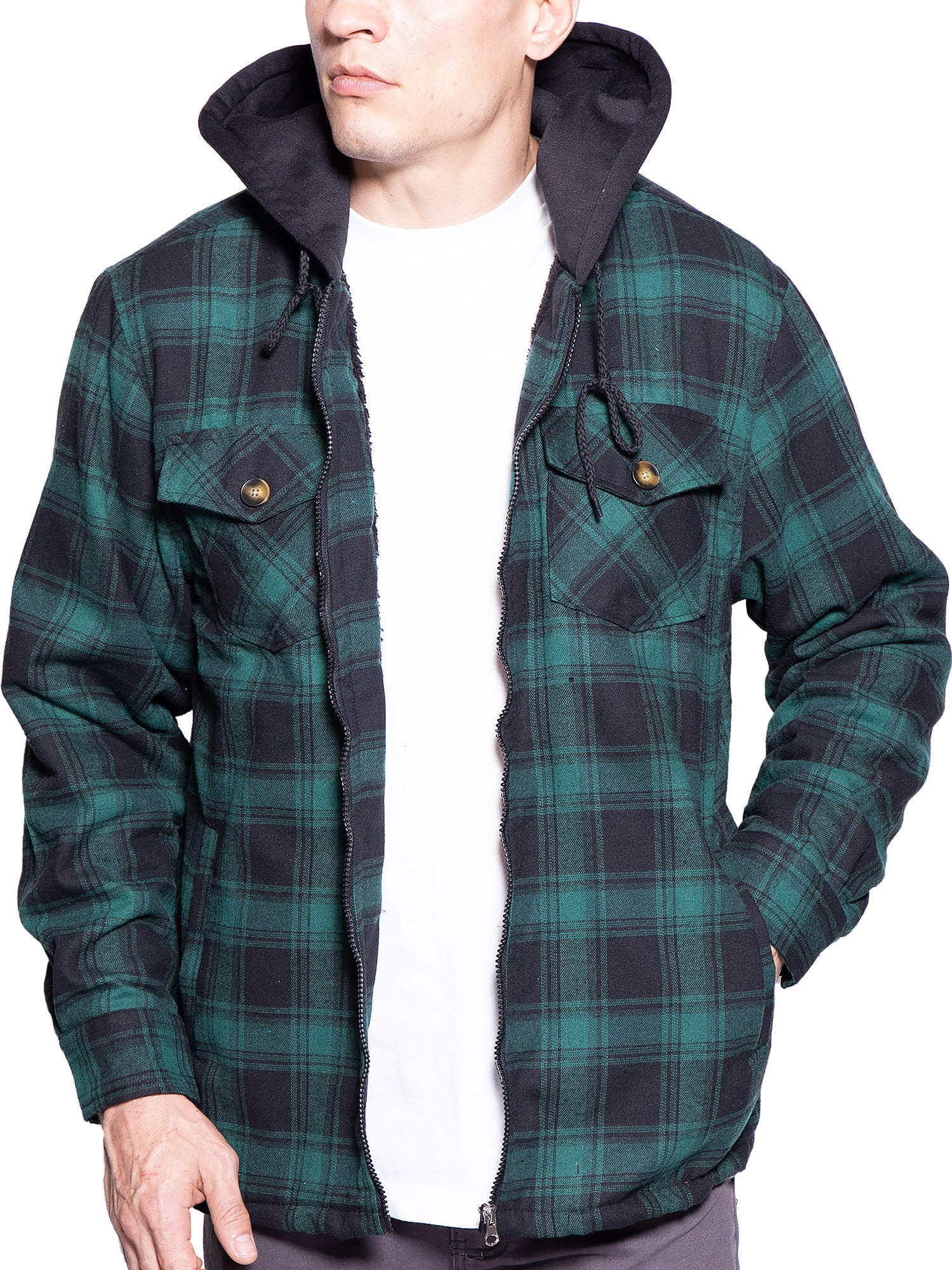 Visive Mens Heavy Flannel Shirt Jacket for Mens Big and Tall Zip up ...