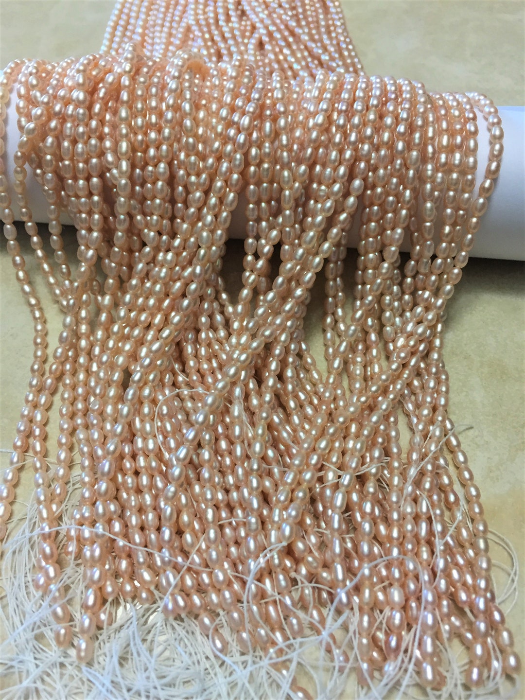 15.5 vintage AAA Mini-oval Natural Lustrous Mauve Pink Fresh Water ...