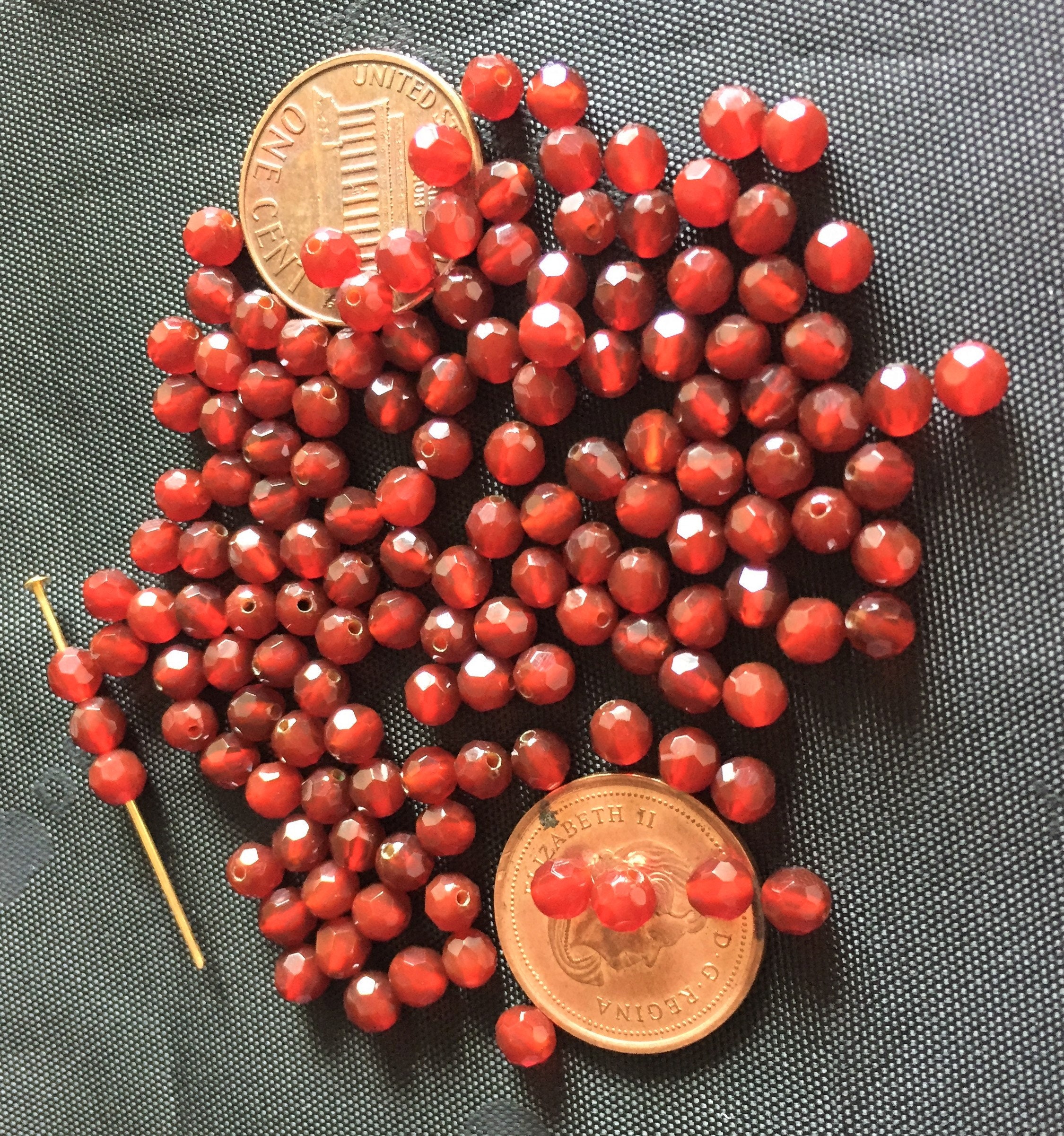 50 Pcs Vintage Top A Dark Red Agate 4mm Full Faceted Round - Etsy