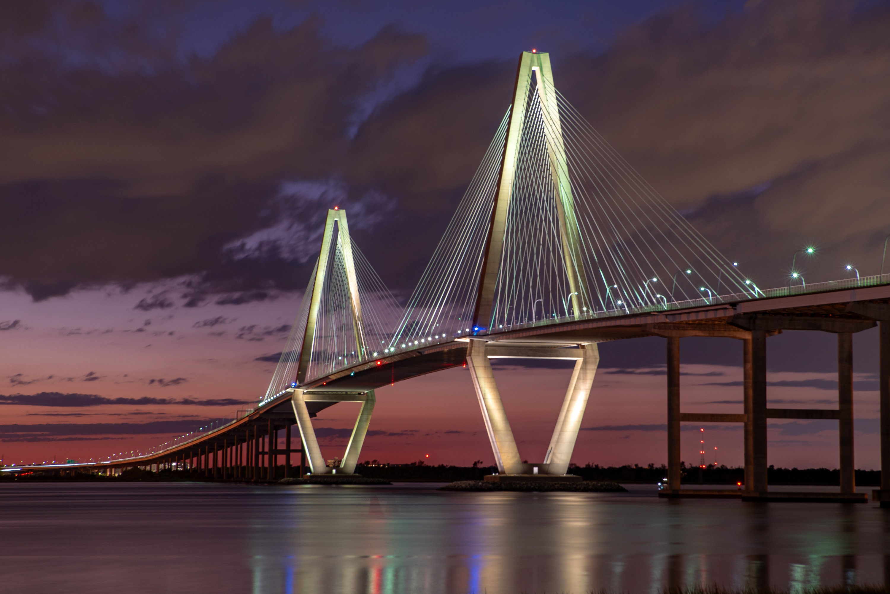 Ravenel Bridge at Night - Charlestonspired Fine Art Prints - Etsy