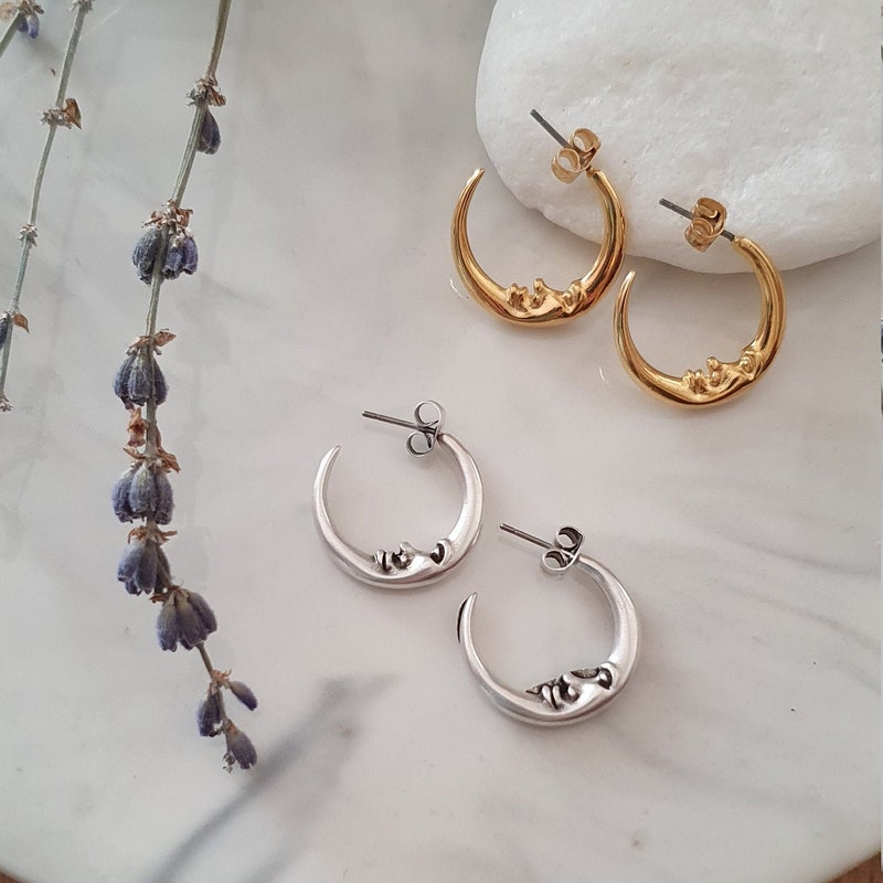 Moon Hoop Earring - Etsy