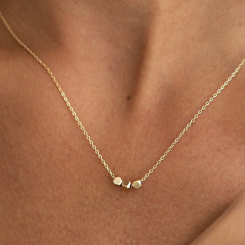 Gold Bead Necklace - Etsy