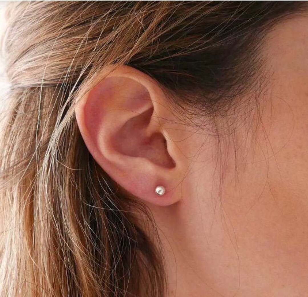 Sterling Silver Ball Studs, Minimalist Stud Earrings, Dainty Studs ...