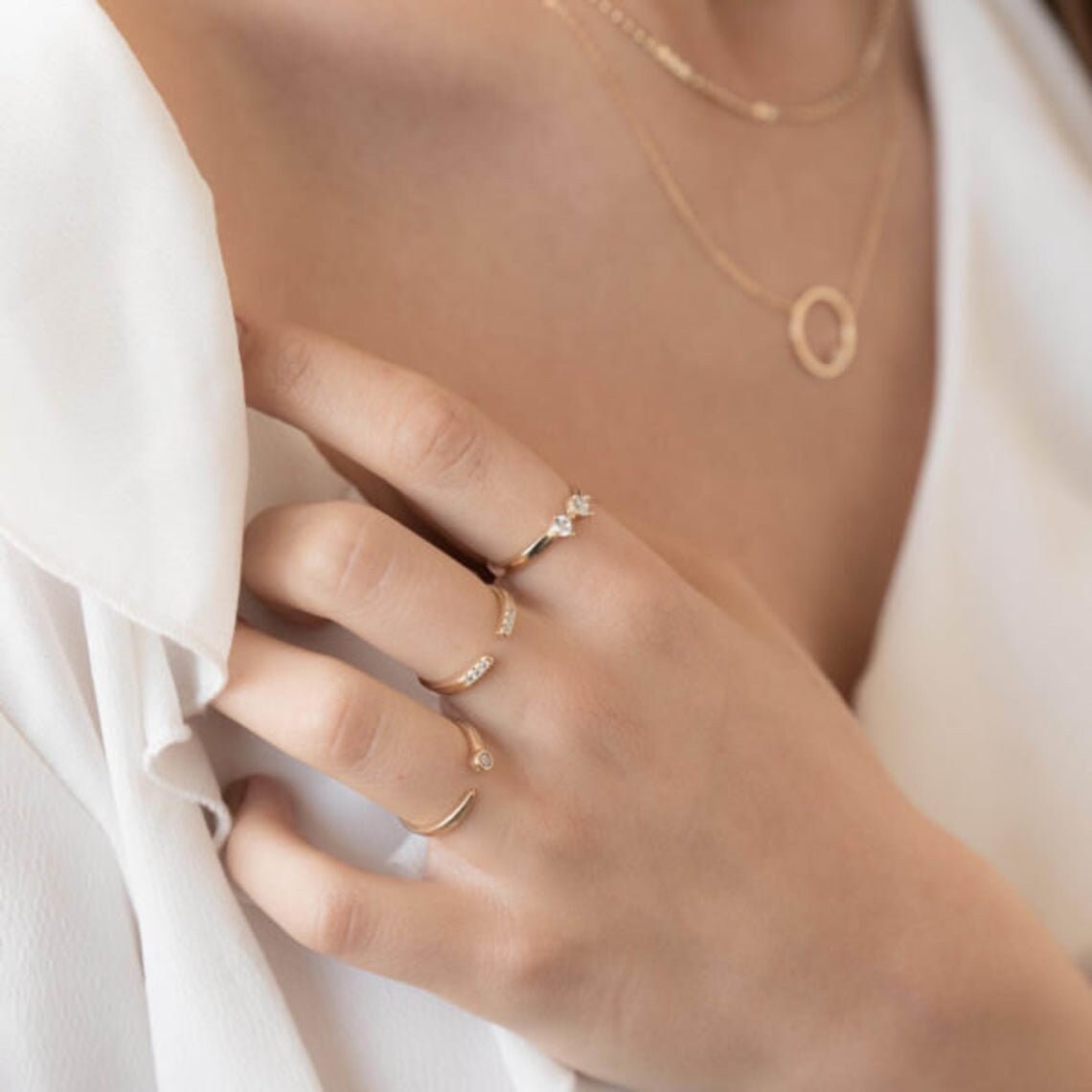 Tiny Cz Ring Tiny Gold Ring Thin Ring Minimal Ring Cz | Etsy