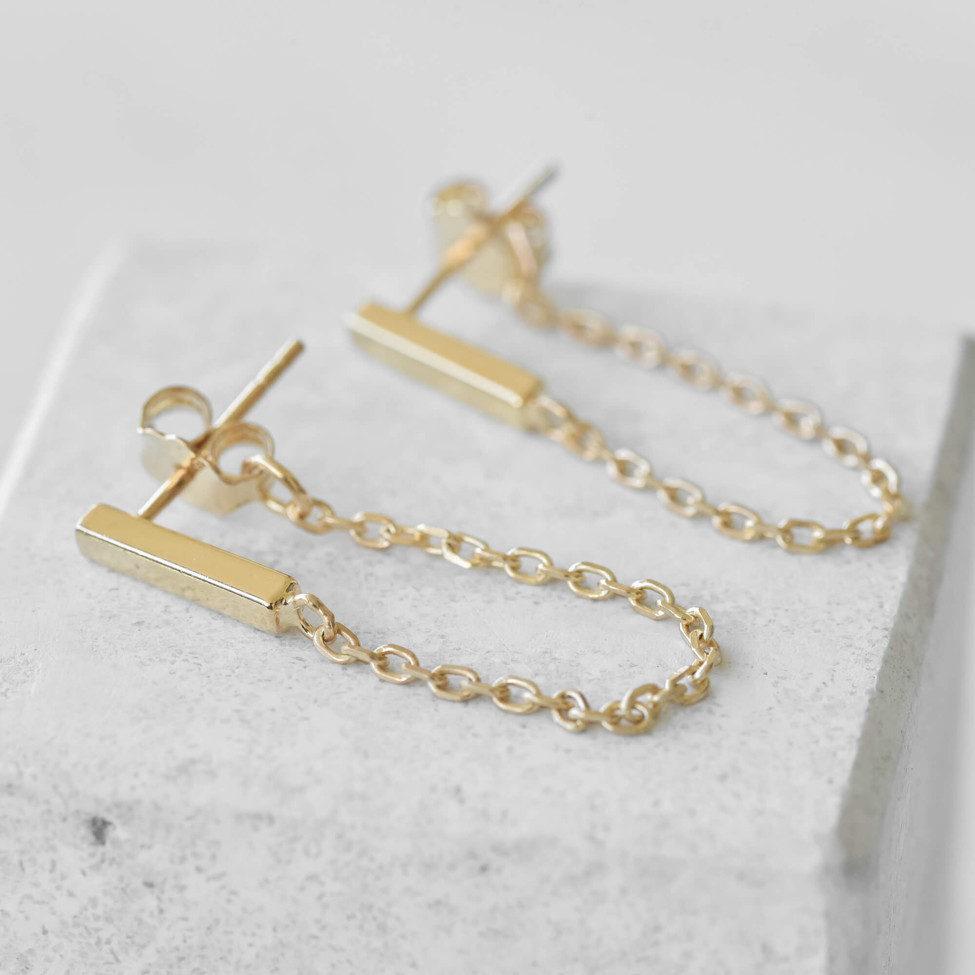 Gold Chain Earrings Minimal Chain Earrings Gold Earrings | Etsy