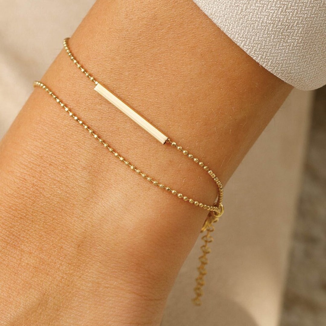 Gold Bar Bracelet, Minimal Gold Bracelet, Simple Gold Bracelet, Dainty ...