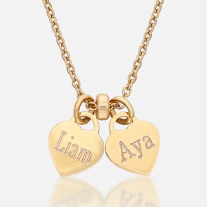 Multiple Heart Necklace, Personalized Necklace for Mom With Kids Names ...