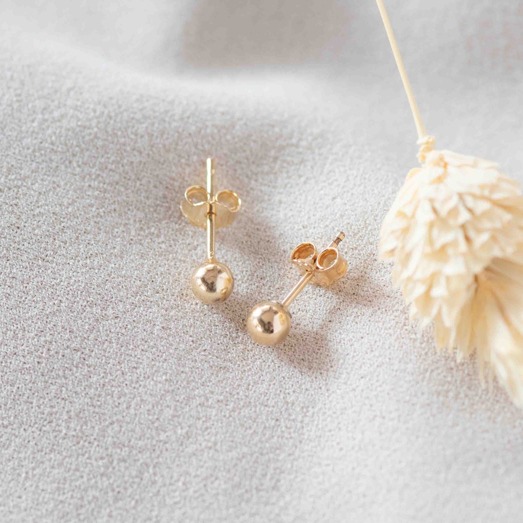 Gold Ball Studs Simple Gold Studs Minimal Studs Dainty - Etsy