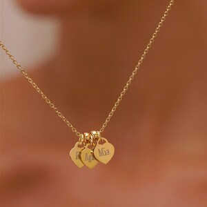 Multiple Heart Necklace, Personalized Necklace for Mom With Kids Names ...
