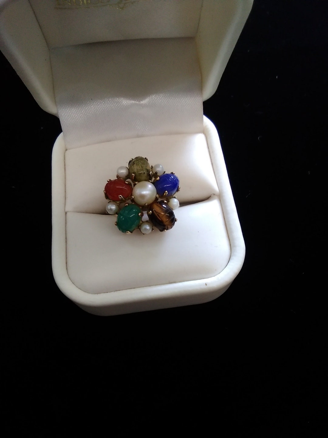 Multi Colored Stone Gold Filled Ring by Burt Hassel. - Etsy