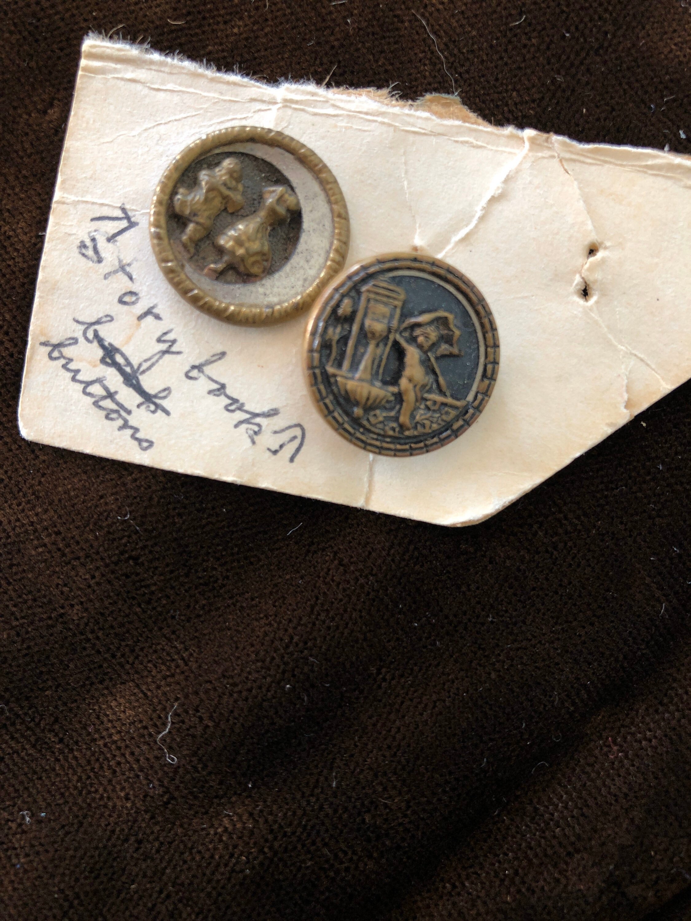 Two Antique Storybook Buttons One French Pantomime, the Other Child at ...