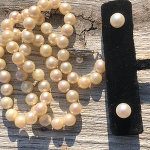 Vintage 1950s Pearl Necklace and Earrings Ensemble - Etsy