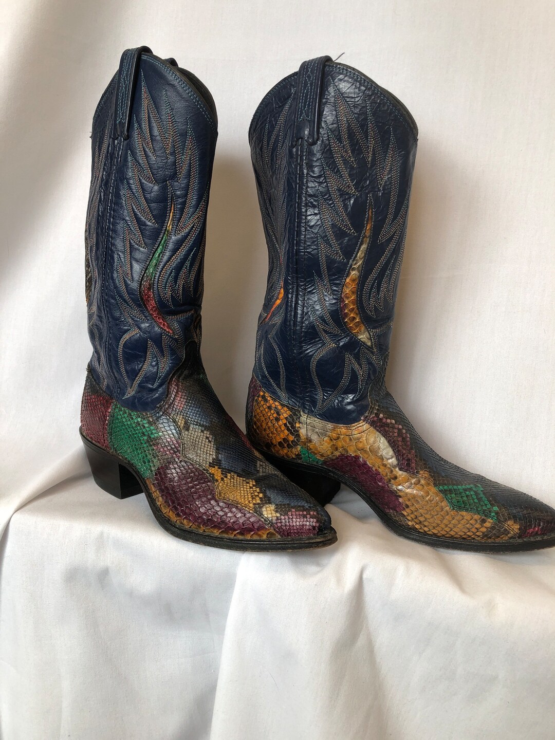 Vintage 1990s Dan Post Multicolored Snakeskin Boots Sz 6.5 M - Etsy