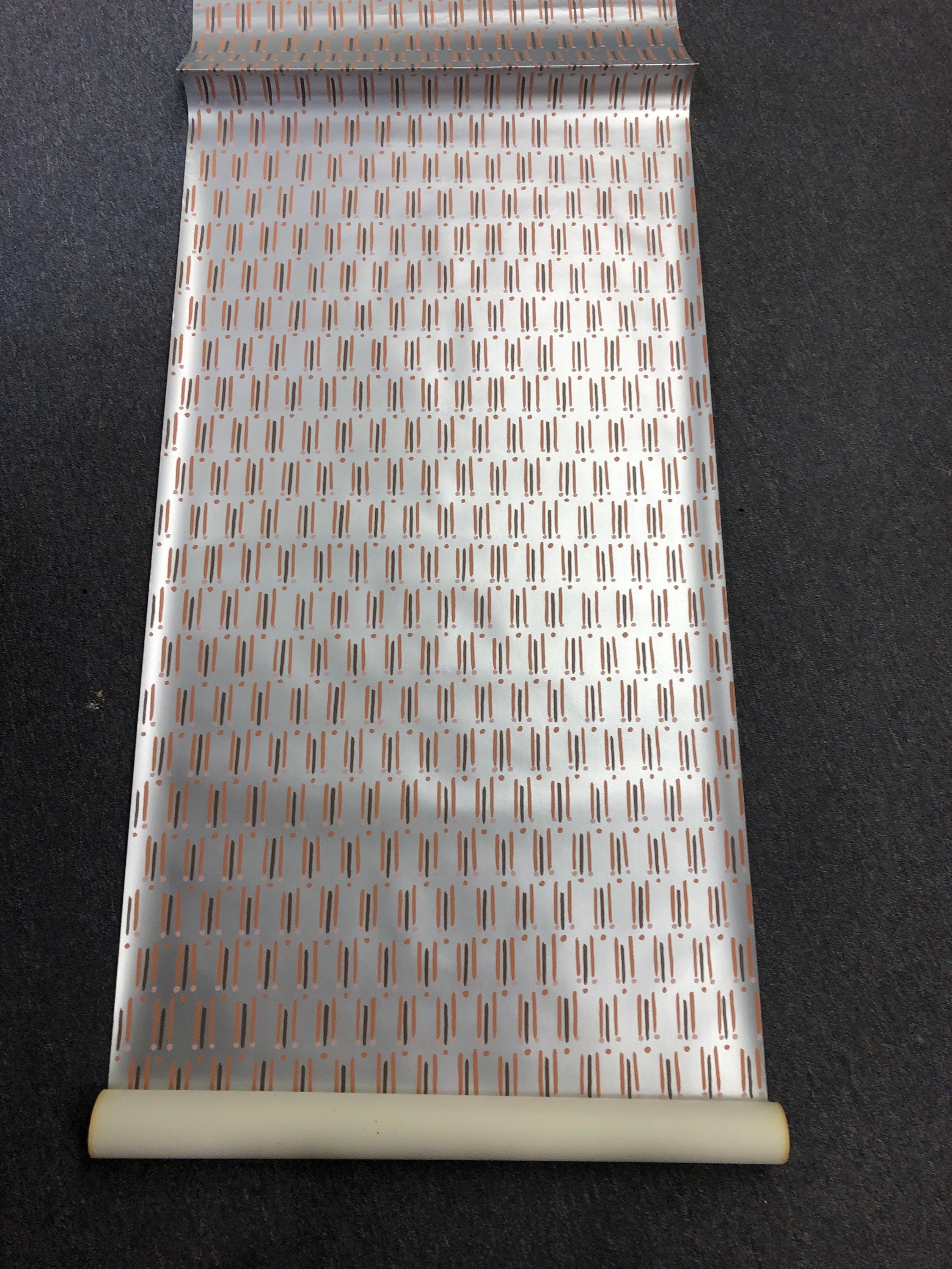 Vintage Silver Lame Graphic Wallpaper 24 Ft Silver Pink Salmon Brown - Etsy
