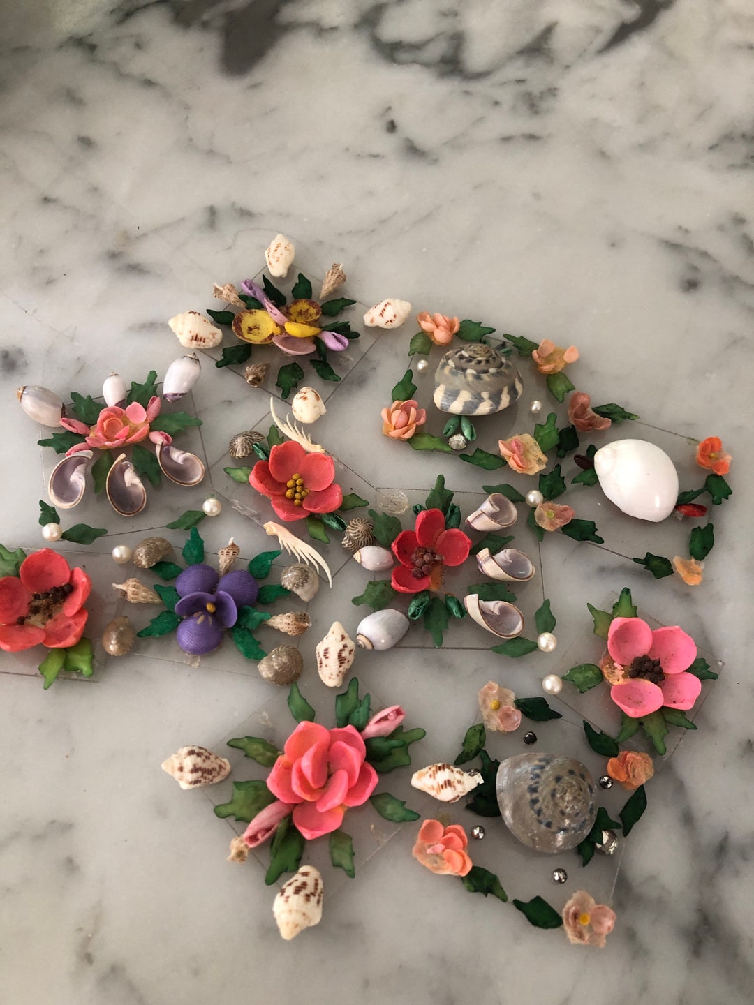 Vintage Seashell Shell Crab Beach Ocean Sea Themed Handmade Collages ...